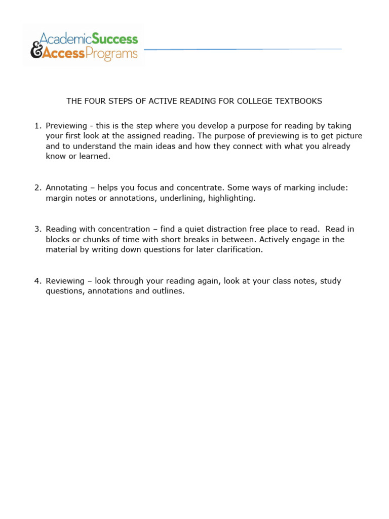 4 Active Textbook Reading Tips | PDF