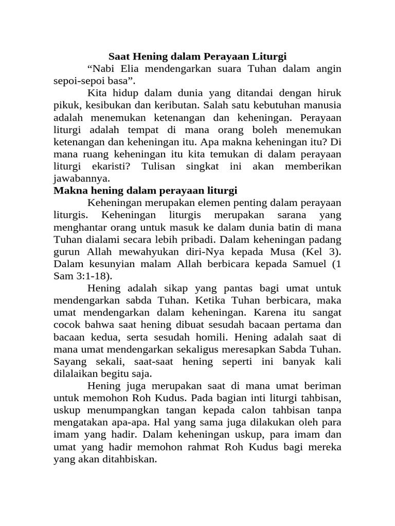 Saat Hening Dalam Perayaan Liturgi | PDF