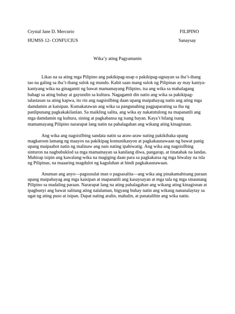 filipino sanaysay | PDF