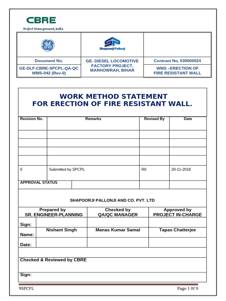 WMS For Installation of Fire Resistant Wall | PDF | Wall | Drywall