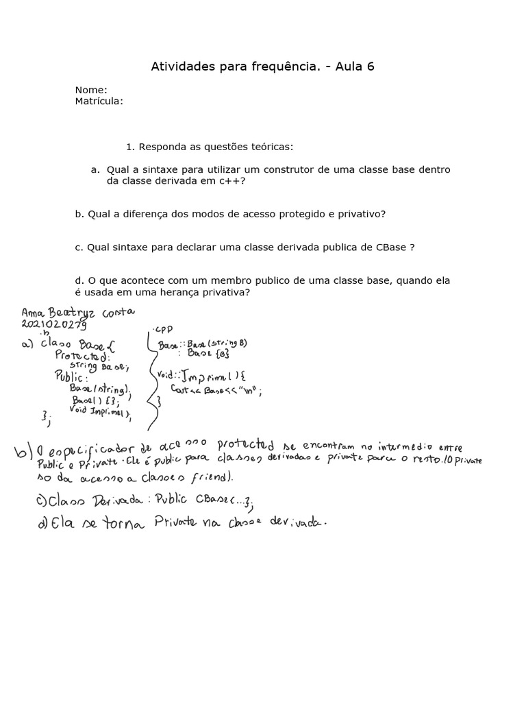 Atividade - Aula6 2021020279 | PDF