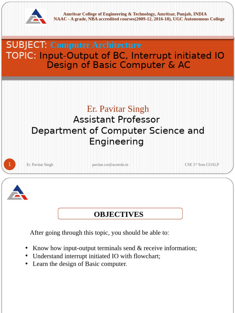 Inp. Opt. of BC, Interrupt Initiated IO Design of Basic Computer&AC | PDF | Input/Output ...