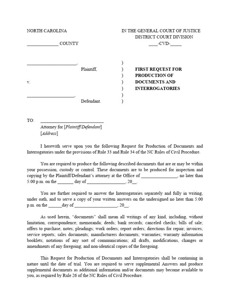 First Request For Production of Documents and Interrogatories Version 1 ...