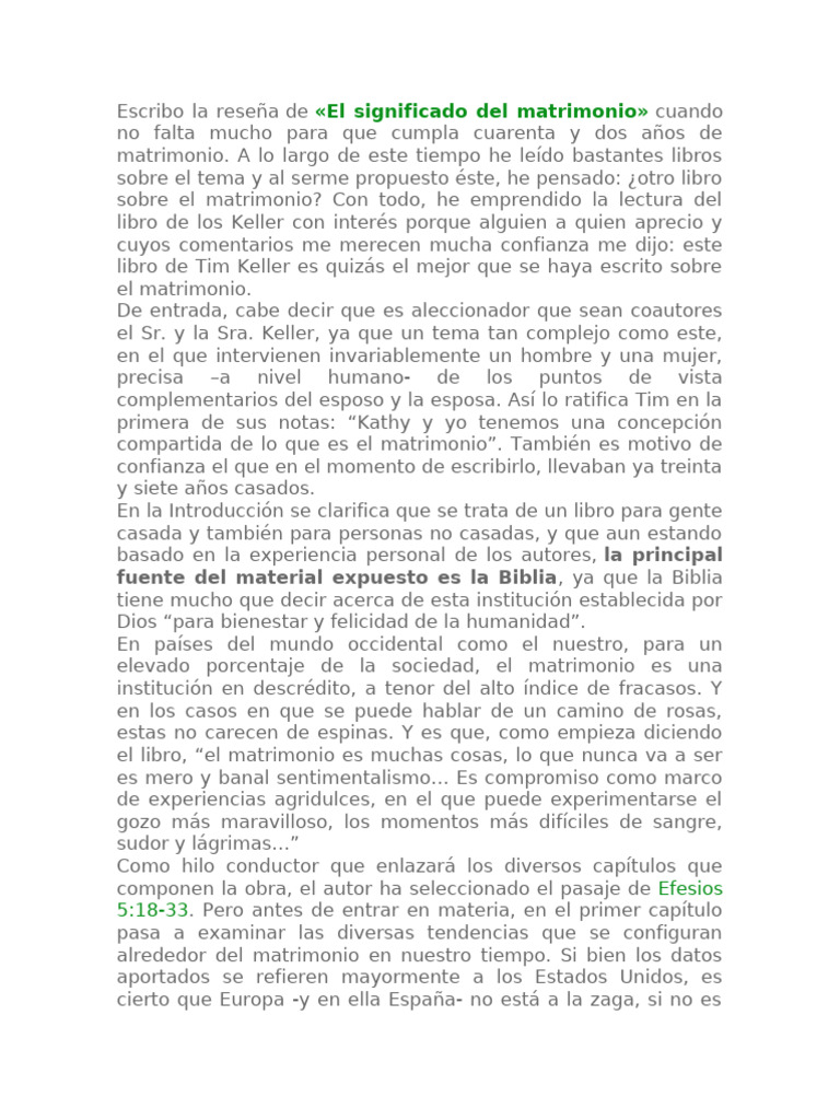 Escribo La Reseña DE L LIBRO | PDF | Matrimonio | Amor