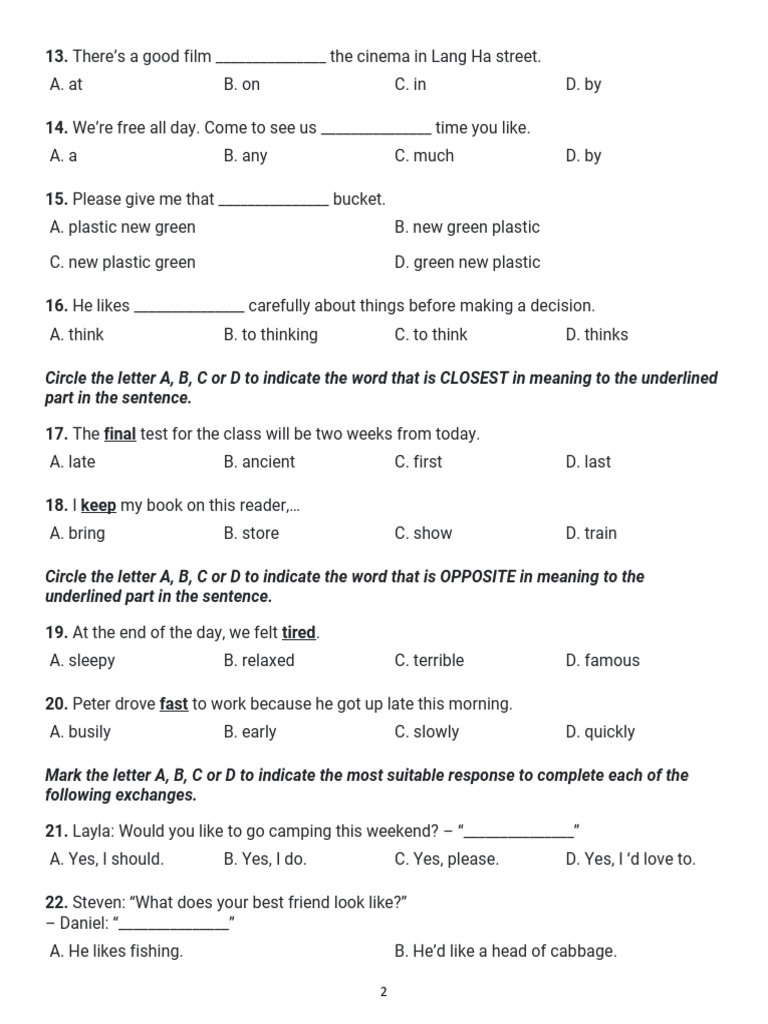 Progress Test 5 MS Tu 2 | PDF