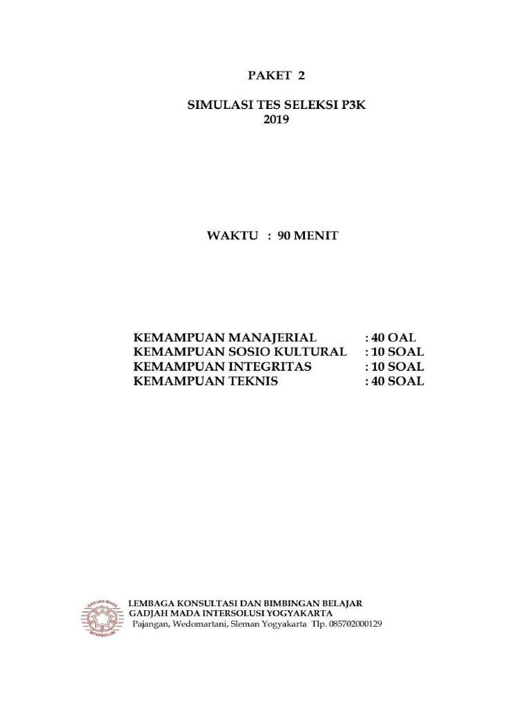 Contoh Soal PPPK 2 | PDF