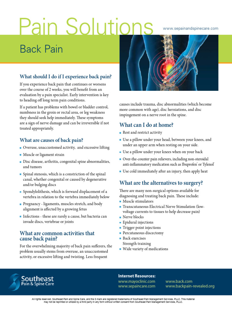 Back Pain Fact Sheetrev1 | PDF | Back Pain | Pain