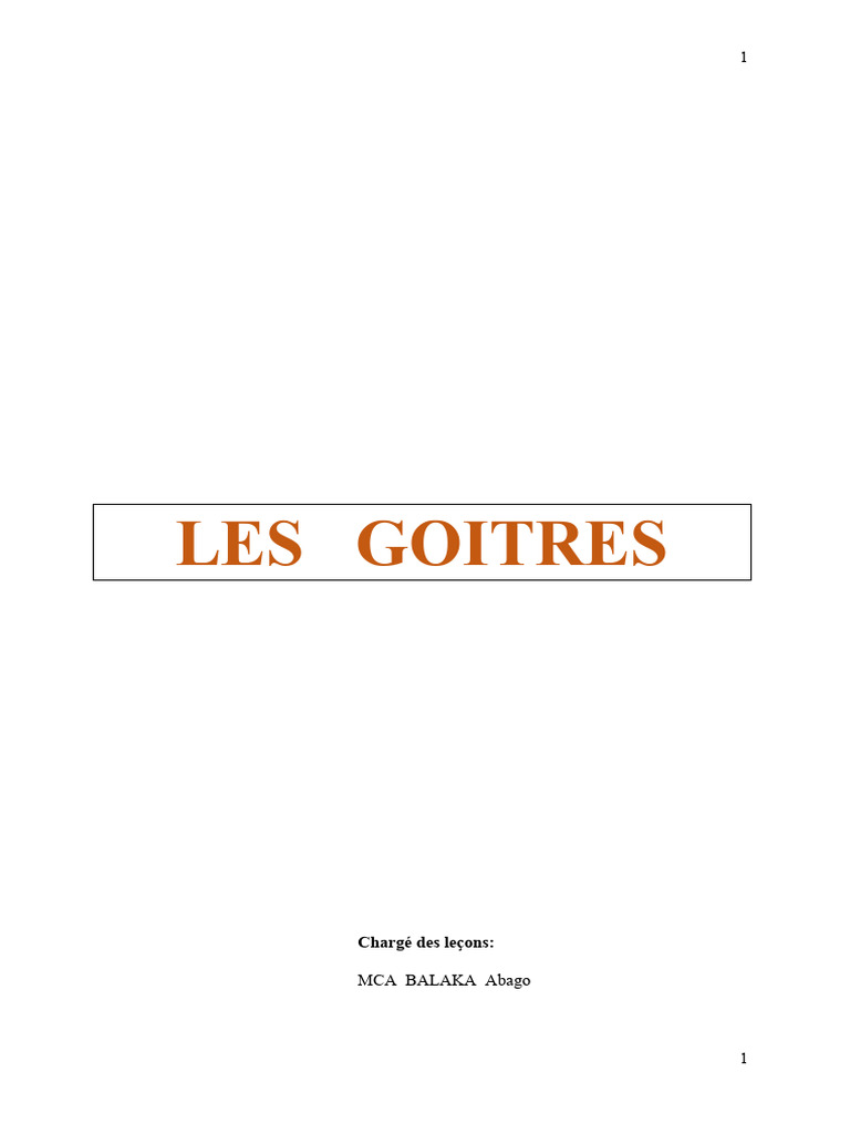 Comprendre le Goitre : Diagnostic et Étiologie | PDF | Thyroïde ...