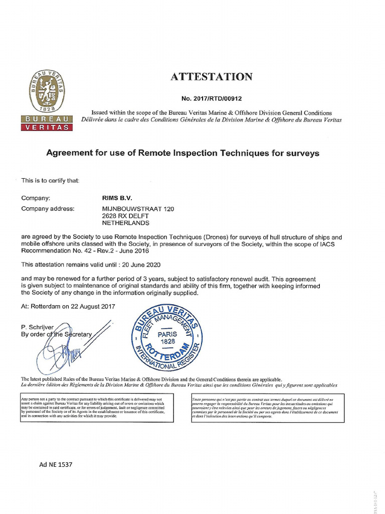 Attestation Class Approval Bureau Veritas | PDF Attestation Class Approval Bureau Veritas | PDF