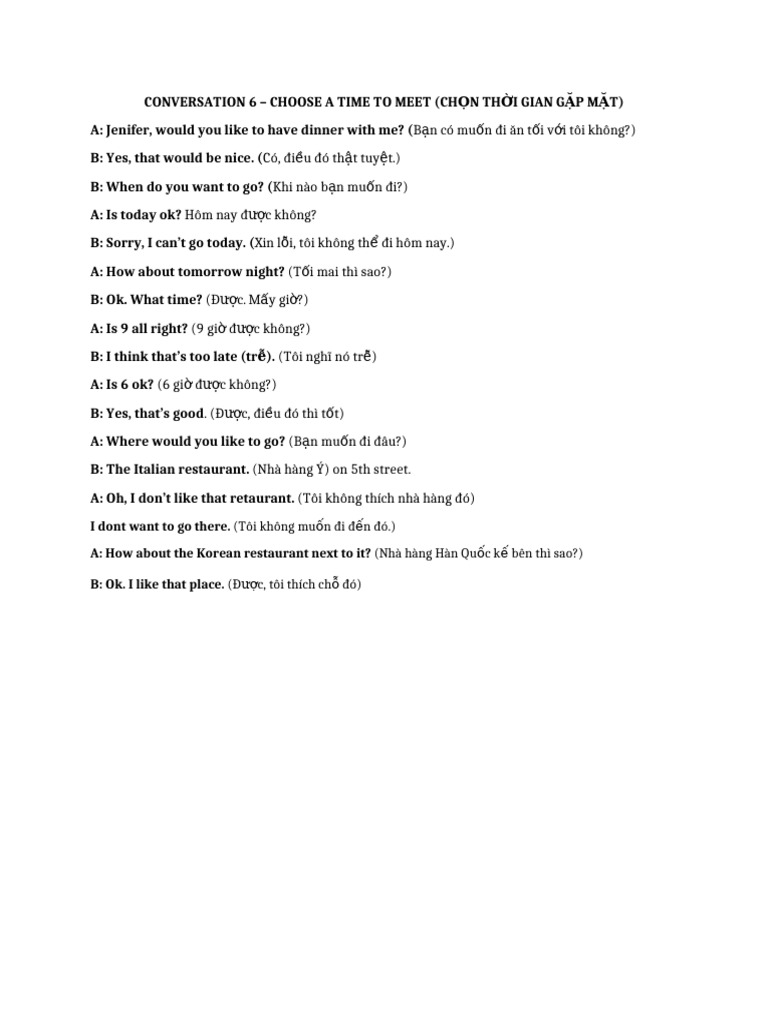 CONVERSATION 6 - Choose A Time To Meet | PDF