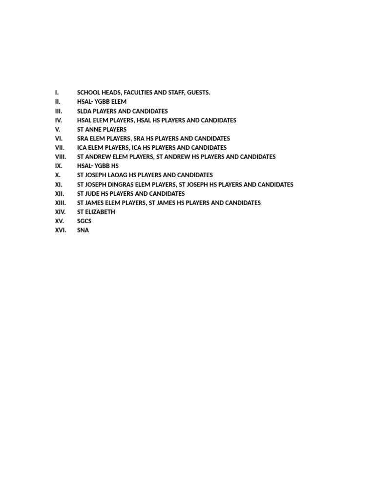 DLCES Meet 2024 Parade Order | PDF