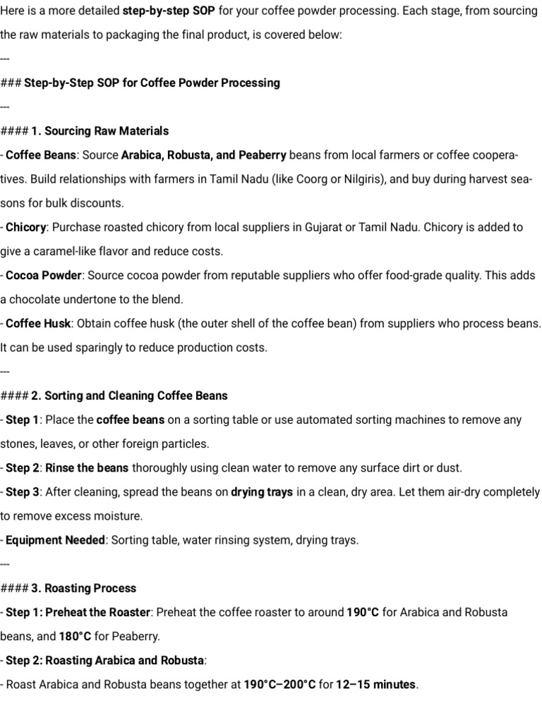 SOP - COFFEE PROCESS | PDF | Coffee | Chocolate