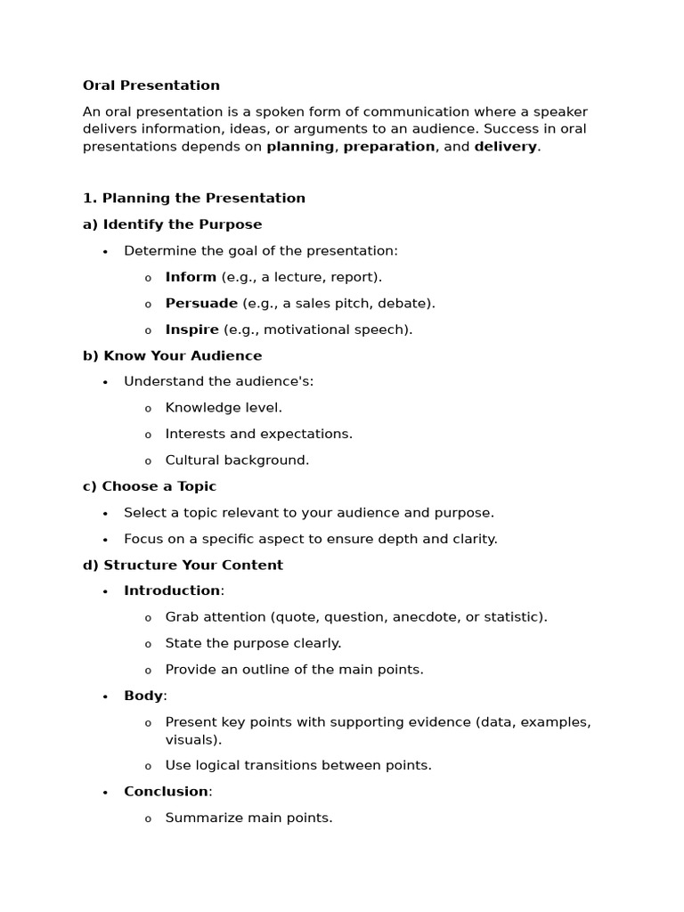 Oral Presentation | PDF | Public Speaking | Communication