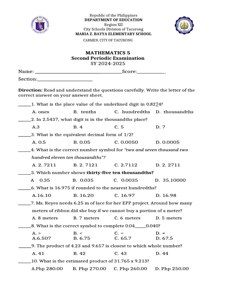MATH 5_Q2_PT_NEW | PDF | Encodings | Lexicology
