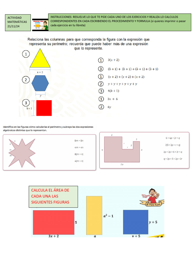 Ejercicios Perimetro y Areas Exp Alg | PDF