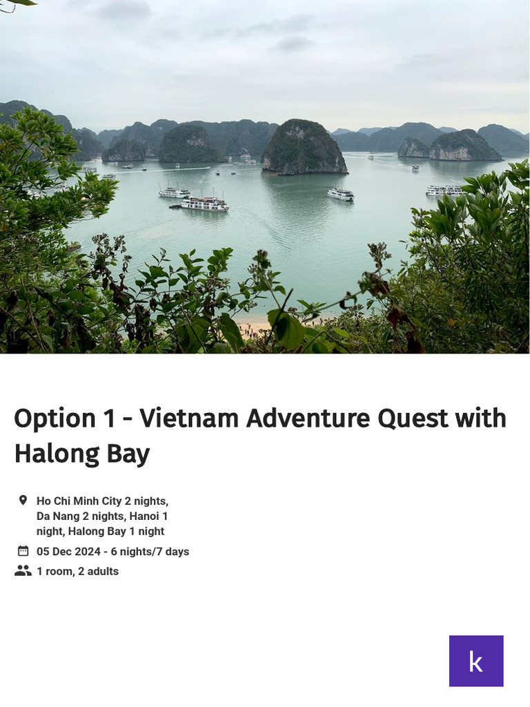 Option 1 - Vietnam Adventure Quest With Halong Bay | PDF | Ho Chi Minh City
