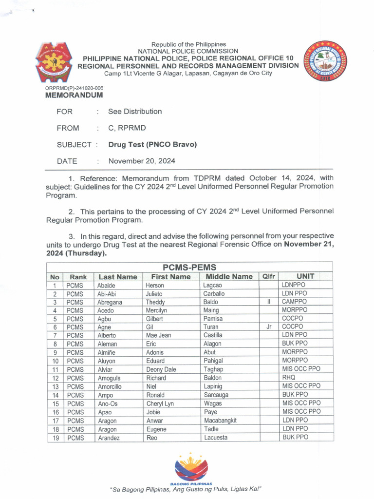 Drug Test Pnco Bravo | PDF
