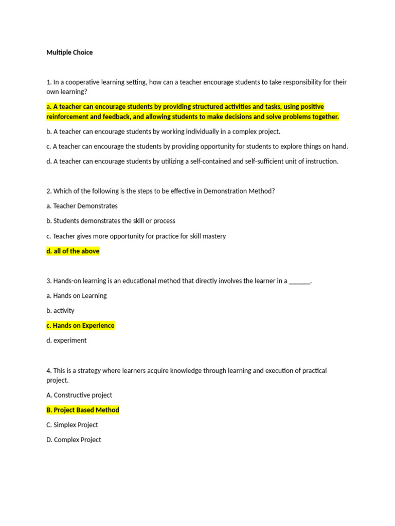 Multiple-Choice | PDF | Learning | Teachers