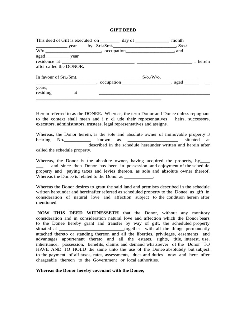 GIFT DEED | PDF | Property | Natural Resources Law
