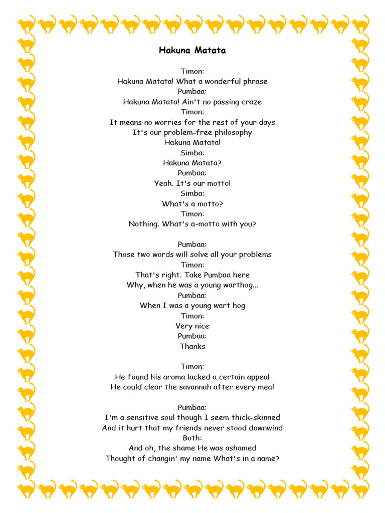 Hakuna-Matata-lyrics | PDF