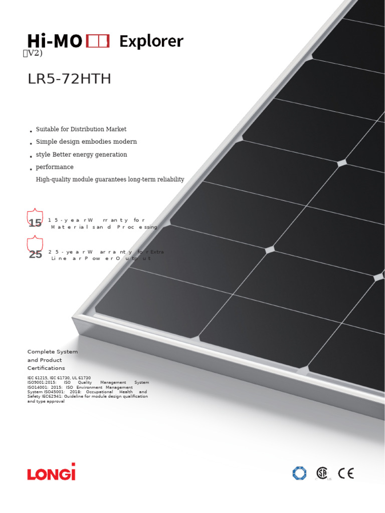 Longi LR5-72HTH 585W Datasheet | PDF | Regulation | International ...