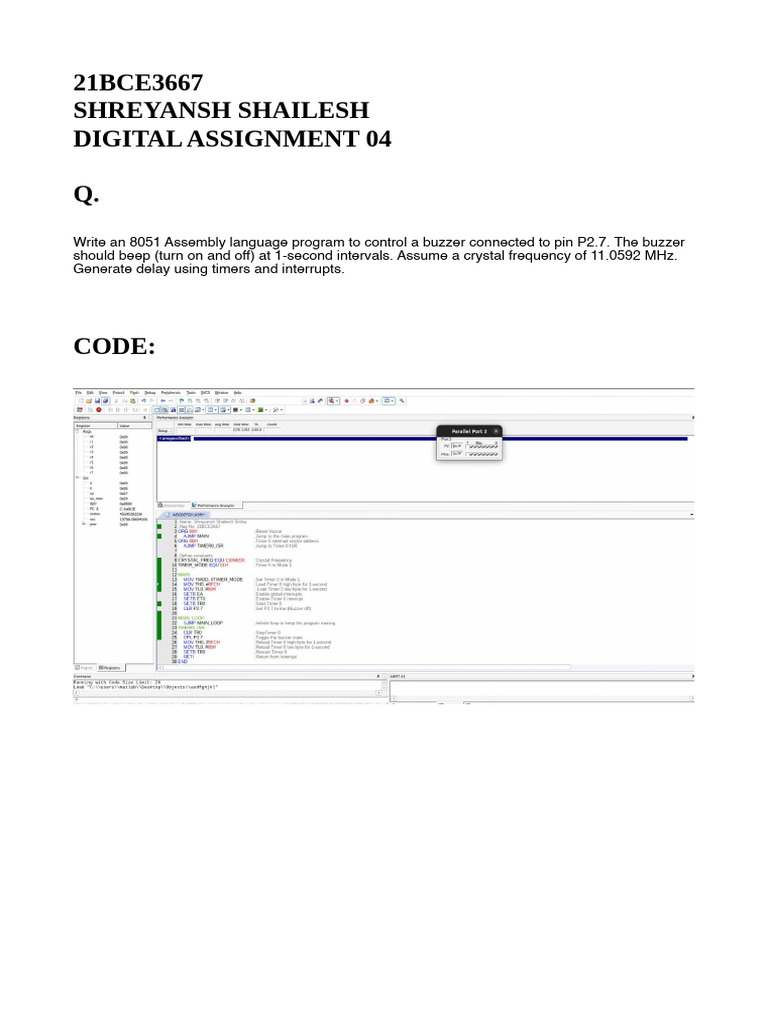 8051 Buzzer Control Program | PDF