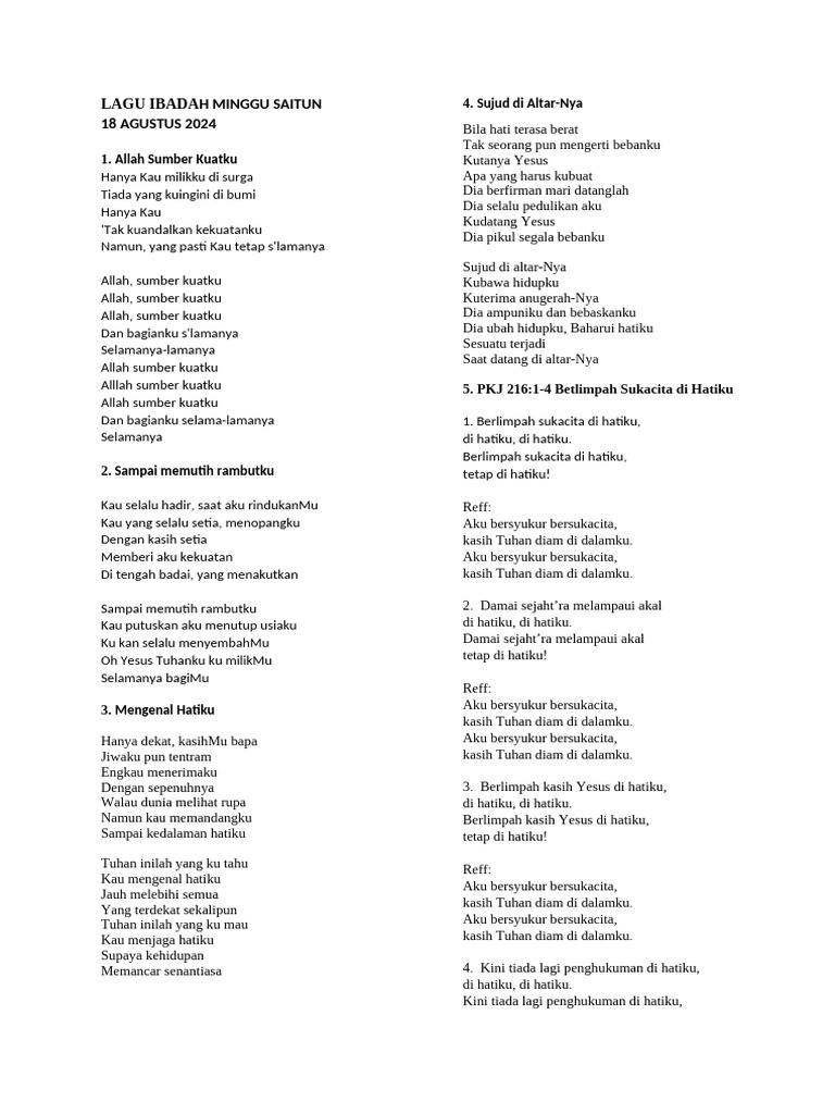 Liturgi Ibadah Minggu Saitun | PDF