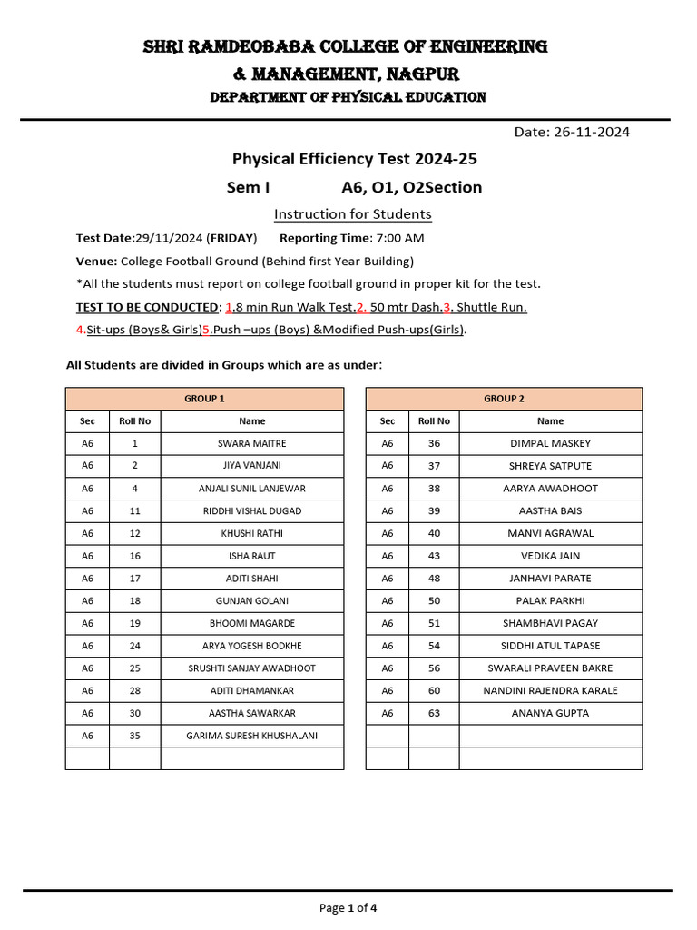Test Schedule 24-25 (A6, O1, O2) | PDF