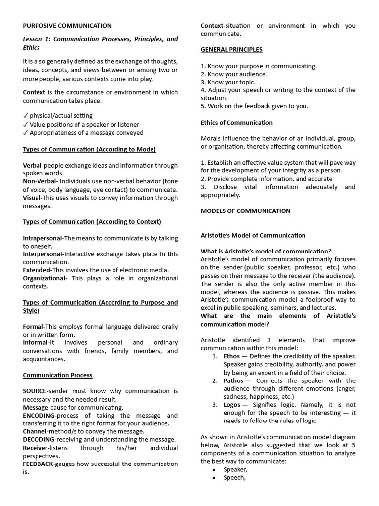 Reviewer in Purposive Communication | PDF | Communication | Linguistics