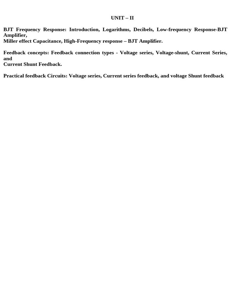 UNIT - 2 Feedback Amplifiers | PDF
