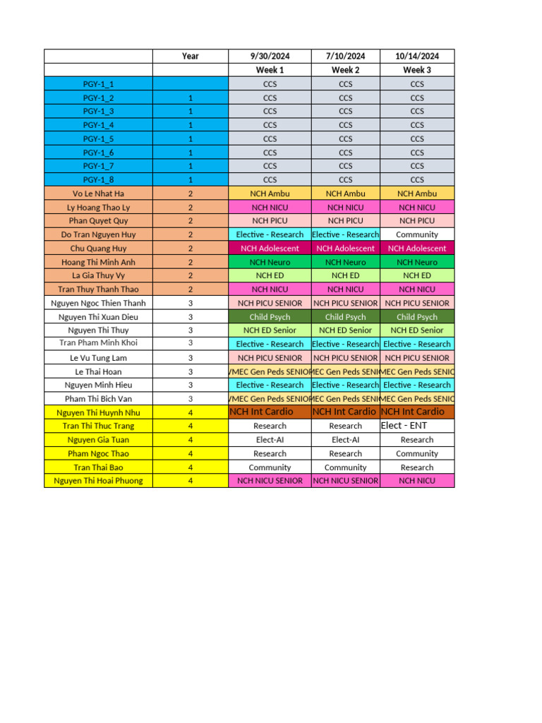 AY24 25 Resident Block Schedule Traditional Final | PDF | Medicine | Health Care