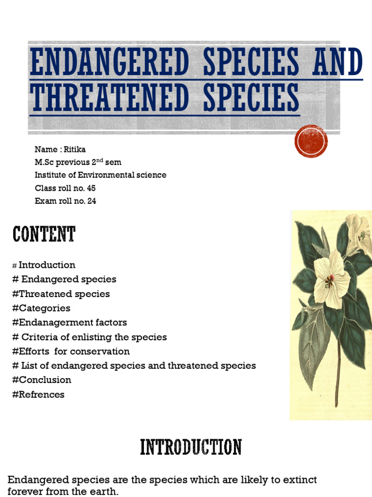 Endangered Species and Threatened Species | PDF | Endangered Species ...