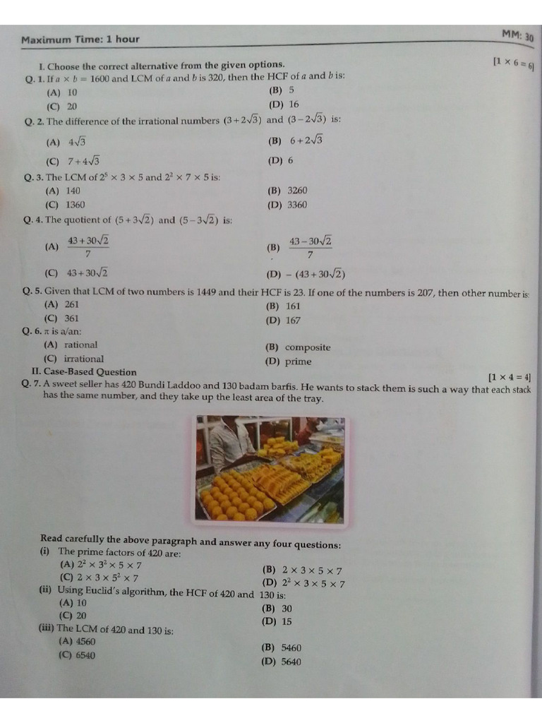 Self Assessment - Real Numbers (X) | PDF