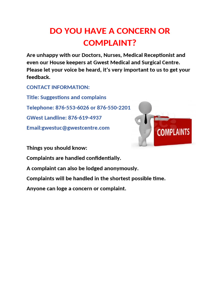 Do You Have A Concern or Complaint | PDF