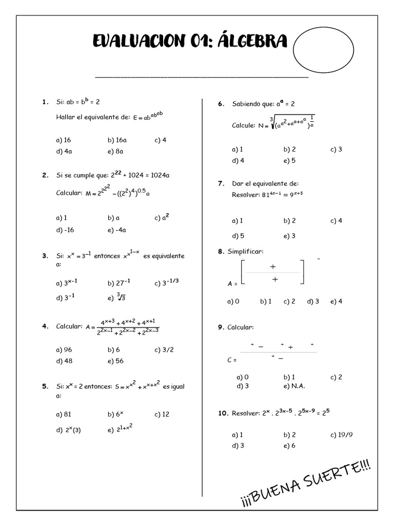 Practica - 01 - Teoria de Exponentes | PDF