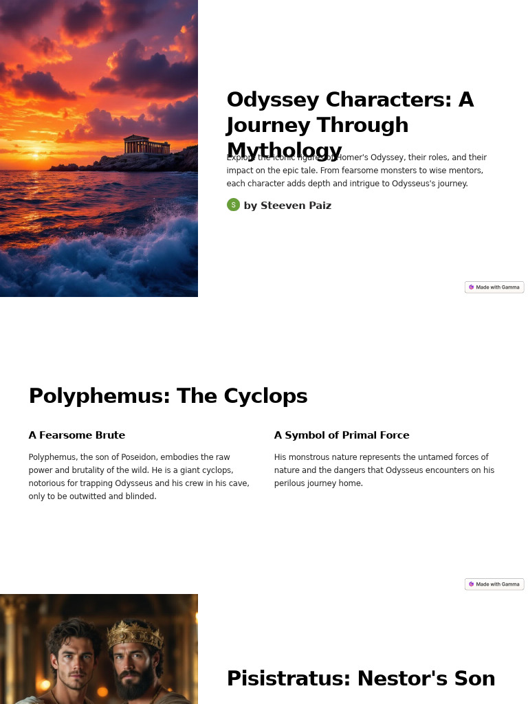 Odyssey Characters a Journey Through Mythology | PDF | Odyssey | Odysseus