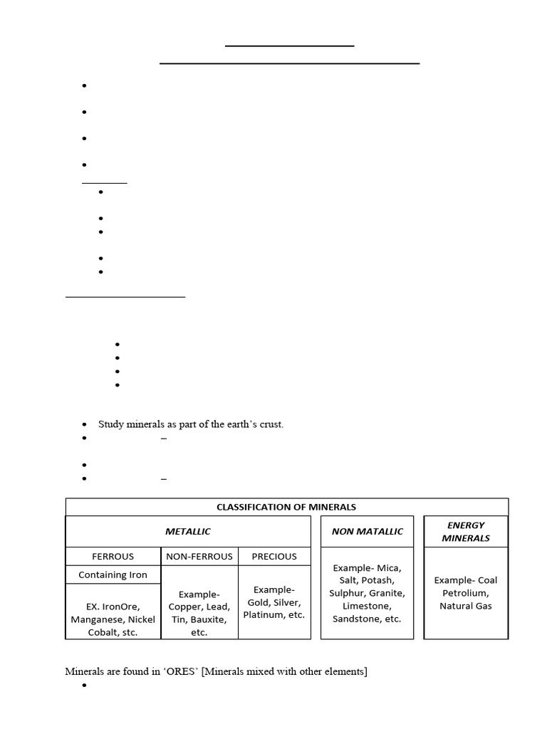 Geography Ch5 Notes Miniral & Power | PDF | Energy Development | Minerals