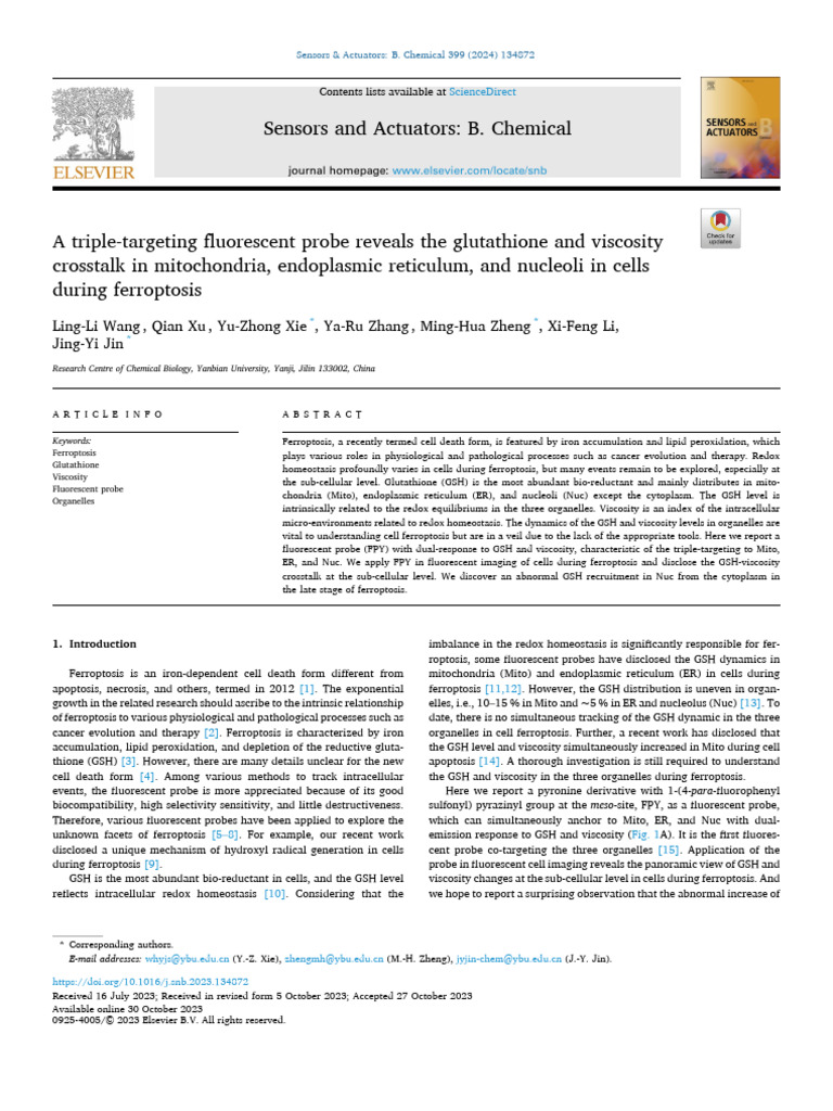 A Triple-targeting Fluorescent Probe Reveals the Glutathione and ...