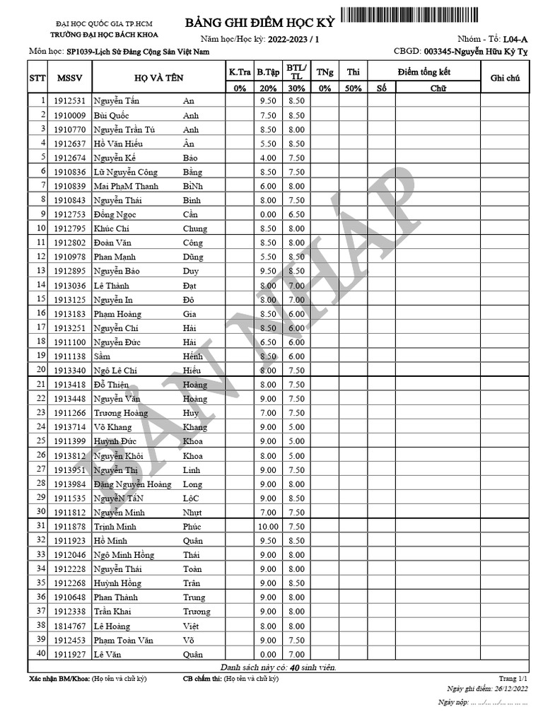 Bang Diem Nhap - 1.20221.SP1039.L04.A | PDF
