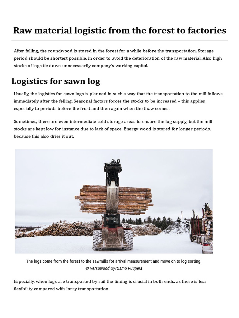 Raw material logistic from the forest to factories | PDF | Logistics ...