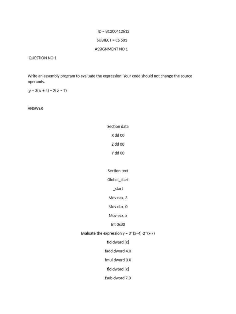 cs501 assignment | PDF | Computer Data | Computer Architecture