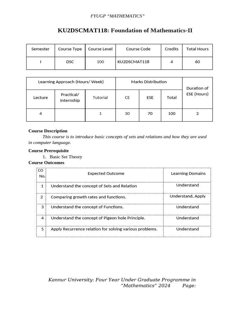 Foundation of Mathematics -2 | PDF | Discrete Mathematics | Mathematics