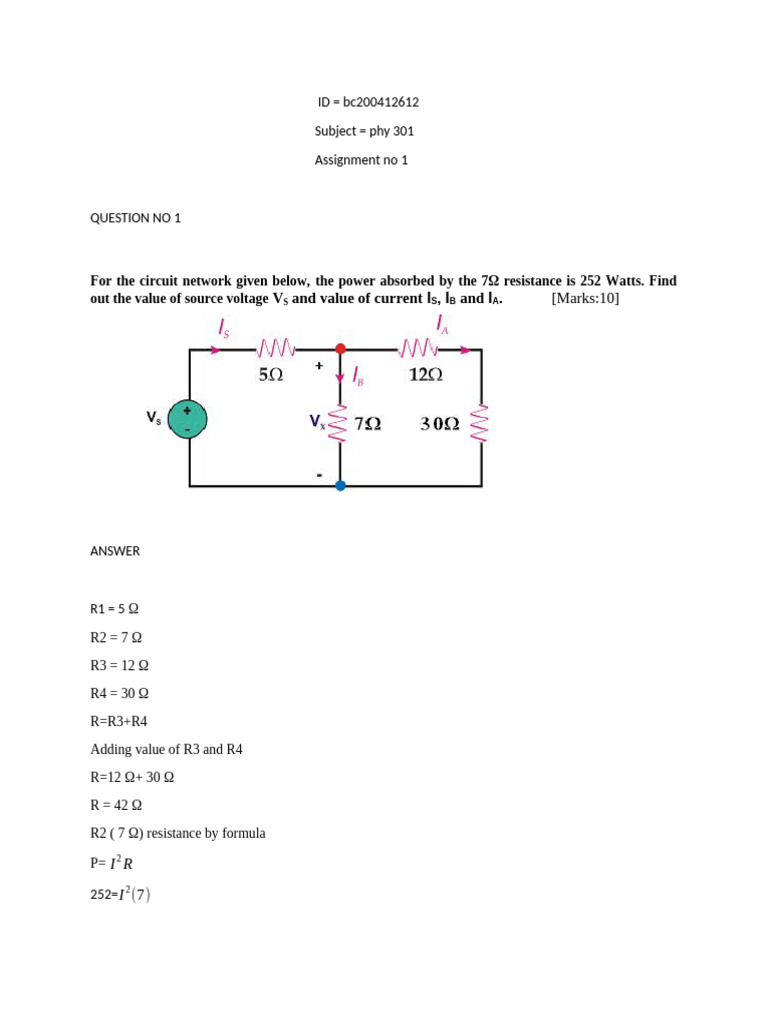 phy301 assignment | PDF | Voltage | Electrical Resistance And Conductance