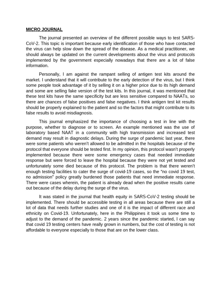 MICRO JOURNAL | PDF | Health Sciences | Medical Specialties