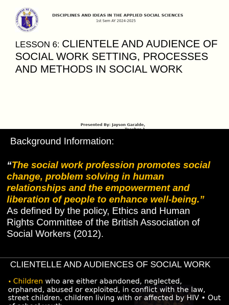 Social Work Clientele and Processes Overview | PDF | Social Work | Evaluation