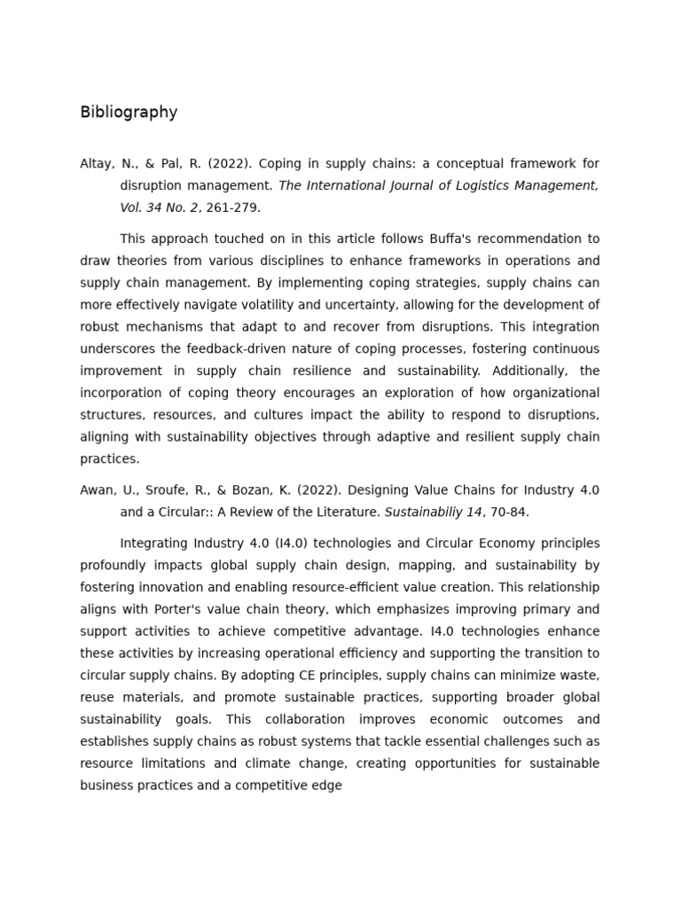 Annotated Bibliography SCMT413 | PDF | Sustainability | Supply Chain