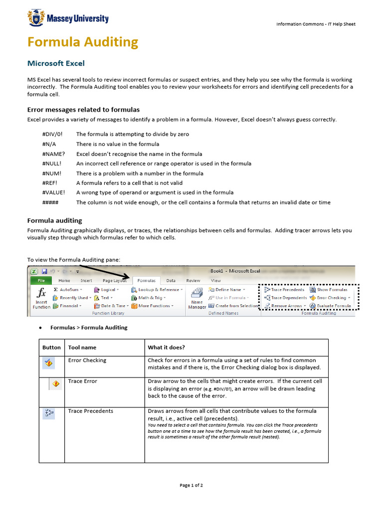 excel-2010-formula-auditing | PDF | Microsoft Excel | Spreadsheet