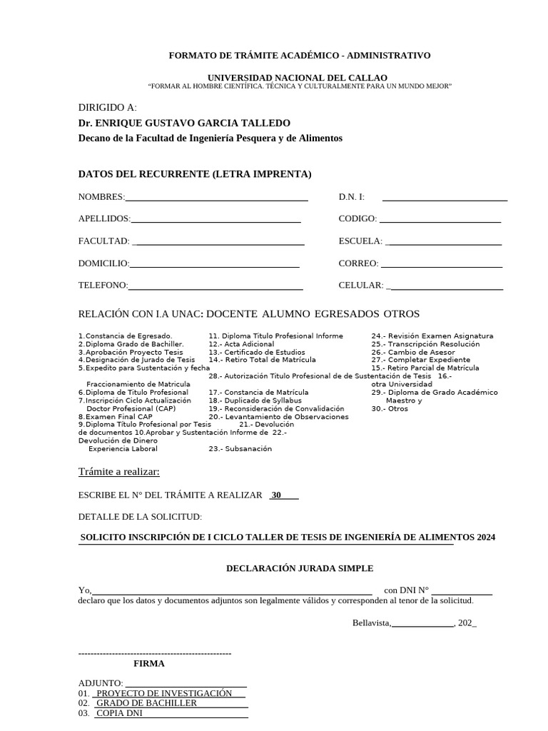 Solicitud de Inscripcion - Ciclo Taller Epia 2024 | PDF | Documento de ...