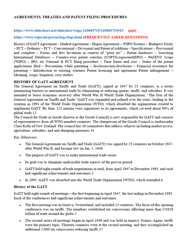 IPR notes | PDF | Patent Application | General Agreement On Tariffs And ...
