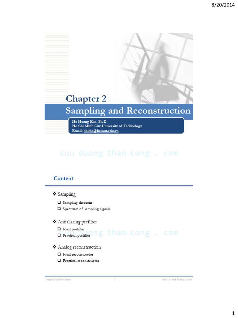 Xu Ly Tin Hieu So Vo Trung Dung Handout 2 DSP Lec 01 Sampling and Reconstruction ...